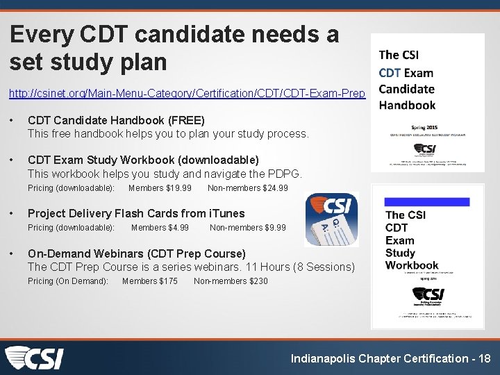 Spring CSI Certification Exams January 18 2018 Indianapolis