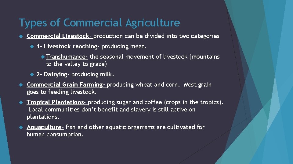 AGRICULTURAL GEOGRAPHY Created by David Silverman AGRICULTURAL GEOGRAPHY
