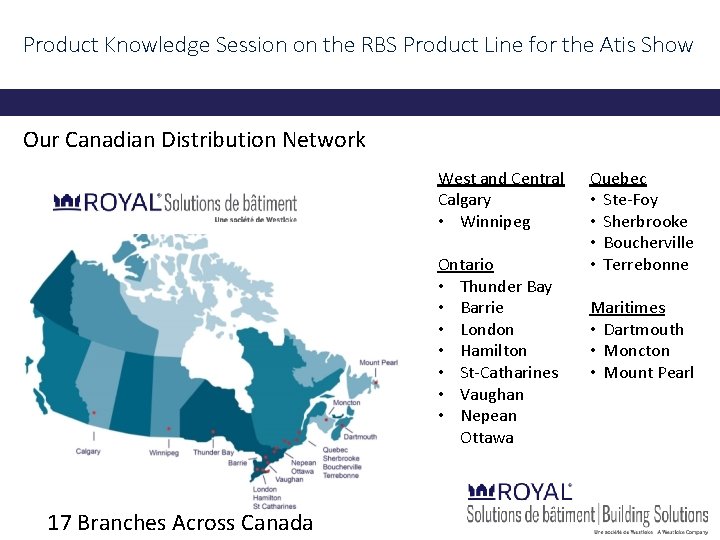PRODUCT KNOWLEDGE SESSION ON THE ROYAL BUILDING SOLUTIONS