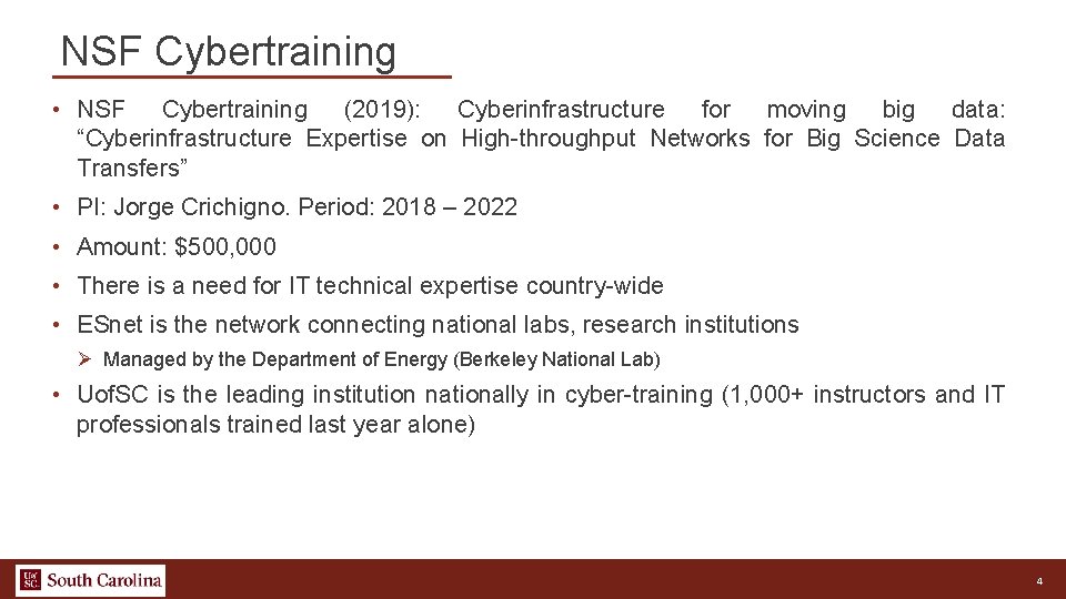 Cybersecurity Initiatives at Uof SC Jorge Crichigno Department