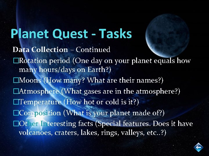 Planet Quest A Web Quest for 4 th