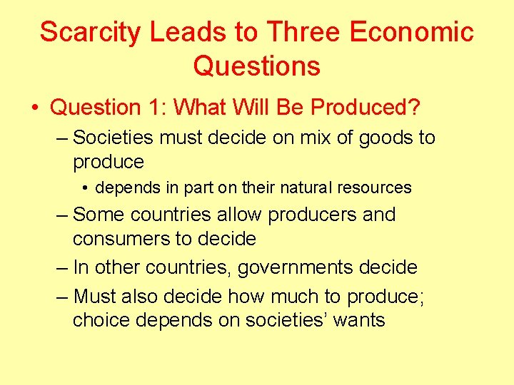 Topic I Scarcity I Basic Concepts Definitions A