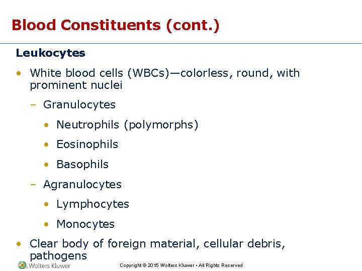 Chapter 13 The Blood Copyright 2015 Wolters Kluwer