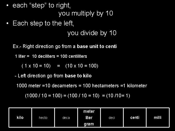 Metric System based on a base unit that