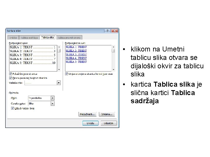 TABLICA SADRAJA tablica sadraja moe biti kreirana iz