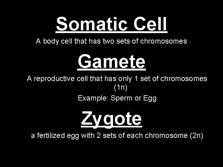 MEIOSIS Meiosis is required for Sexual Reproduction Vocabulary