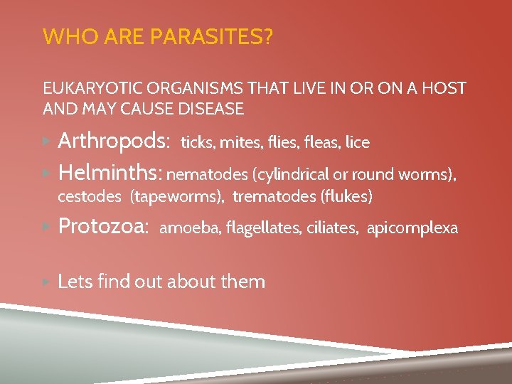 PARASITES CRITTERS IN OR CRITTERS PARASITES SO WHAT