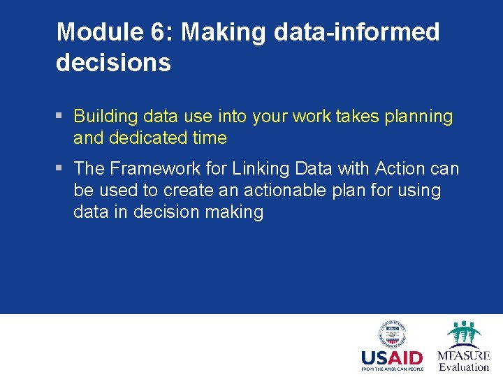Review of key themes Module 1 Data demand