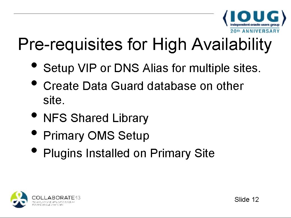 High Available Cloud Control Recipes EM 12 C