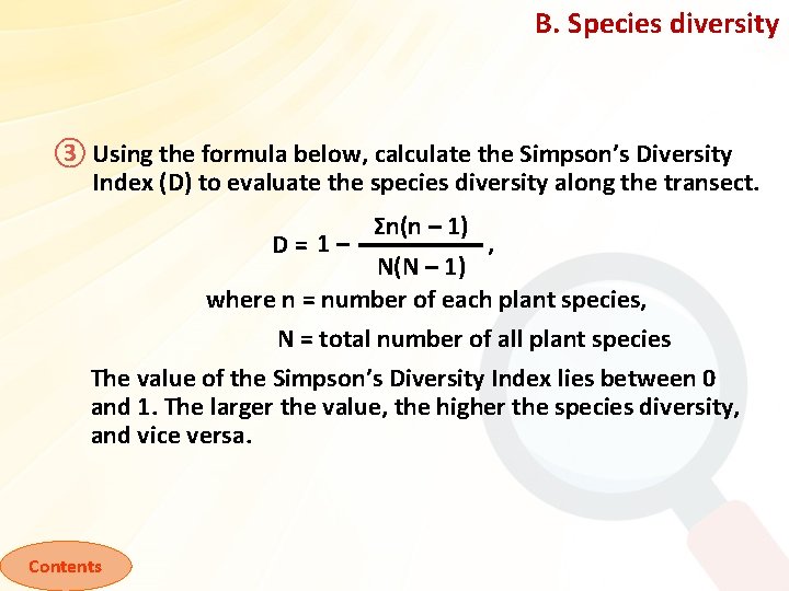 Contents A Tree density B Species diversity C