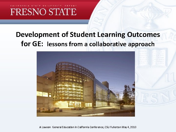 Development of Student Learning Outcomes for GE lessons