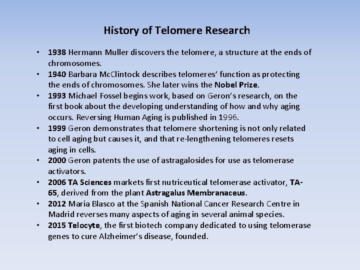 Telomeres Presented by the Prostate Awareness Foundation John