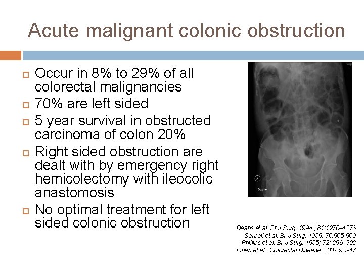COLONIC STENTING A BRIDGE TO SURGERY Joint hospital