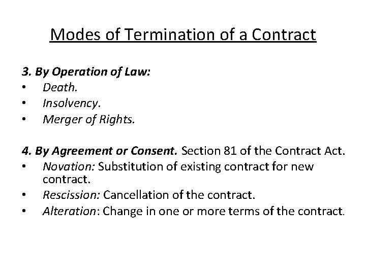 Termination Discharge of Contract Termination of a contract