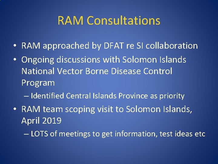 Solomon Islands Needs Assessment RAM Project Proposal Dave