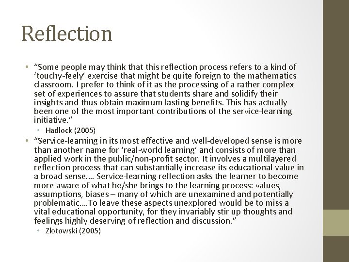 From the Classroom to the Community and back