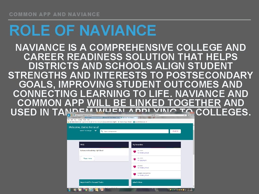 WOODBRIDGE HIGH SCHOOL GUIDANCE DEPARTMENT THE COMMON APPLICATION