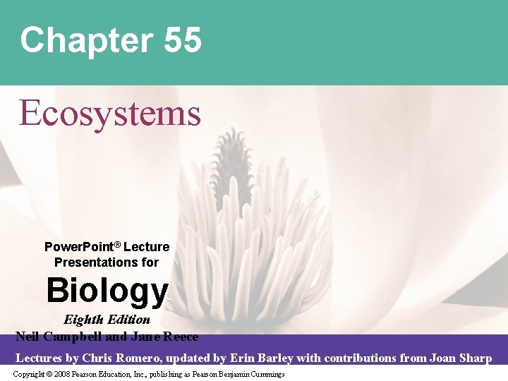 Chapter 55 Ecosystems Power Point Lecture Presentations for