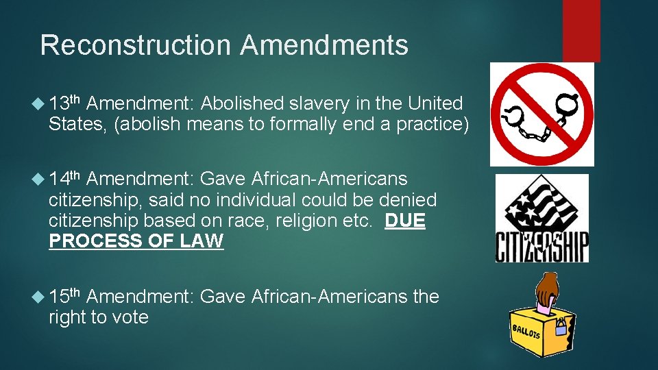 Reconstruction Old Jim Crow CIVIL RIGHTS EXAM WEDNESDAY