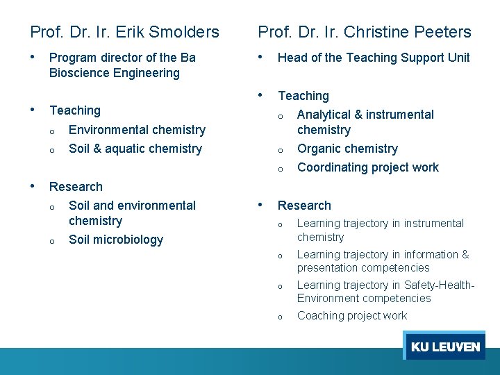 Fac Bioscience Engineering KULeuven Belgium Prof Dr Ir