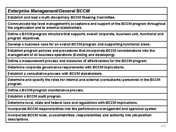 Business Crisis and Continuity Management BCCM Class Session
