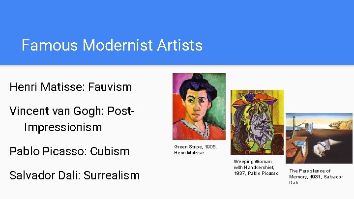 Modernism Rachel Smith and Robert Skrob The Beginnings