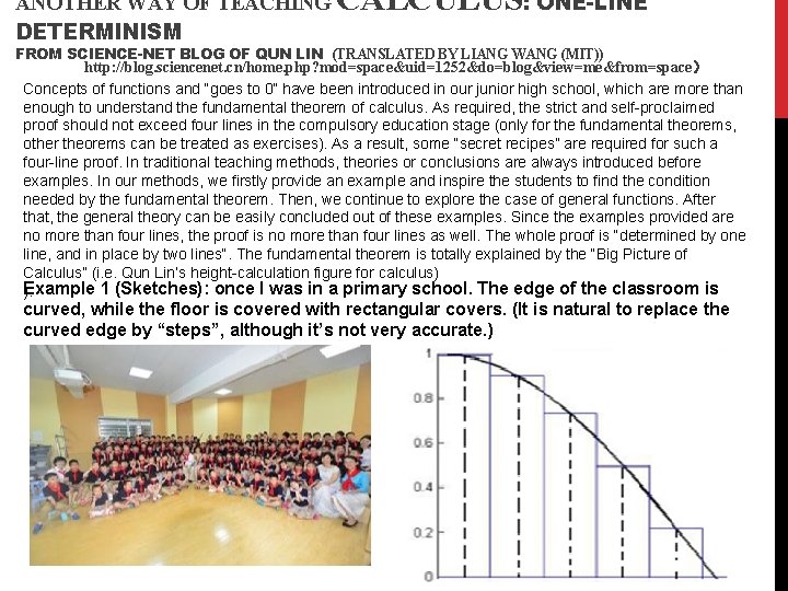 ANOTHER WAY OF TEACHING DETERMINISM CALCULUS ONELINE FROM