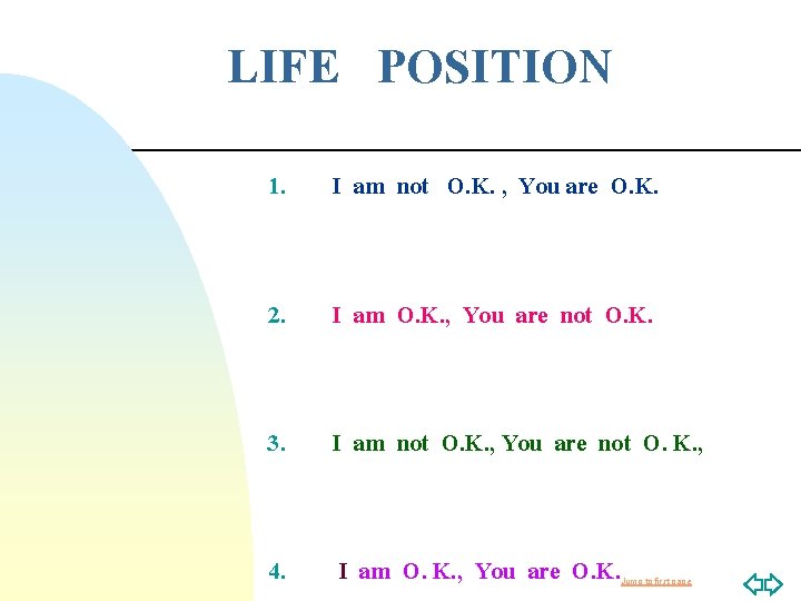 LIFE POSITION 1 I am not O K