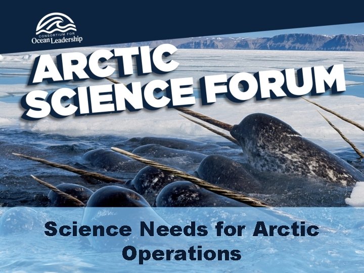 Science Needs for Arctic Operations Randall Luthi Moderator