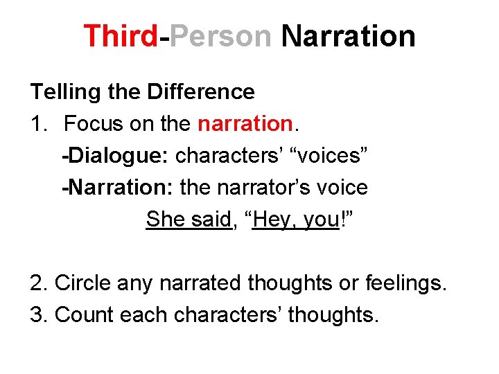 Modes of ThirdPerson Narration Telling the Story ThirdPerson