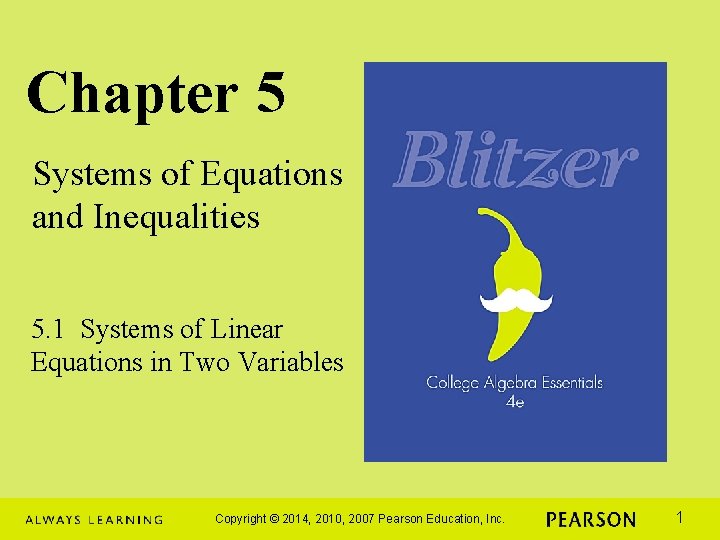 Chapter 5 Systems of Equations and Inequalities 5
