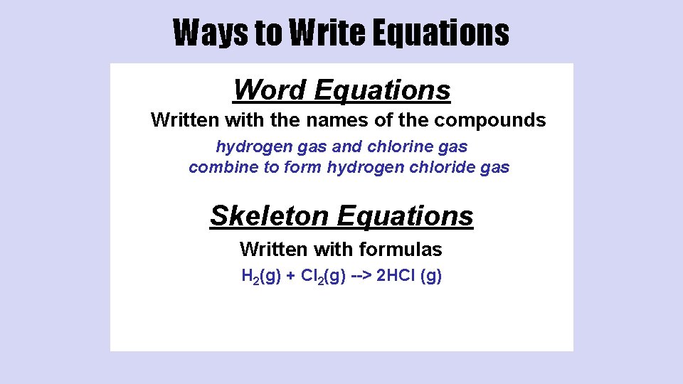 N22 Balancing Chemical Equations Reminder Signs of a