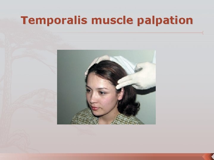 EXAMINATION OF THE TEMPROMANDIBULAR JOINT AND RELATED MUSCLES