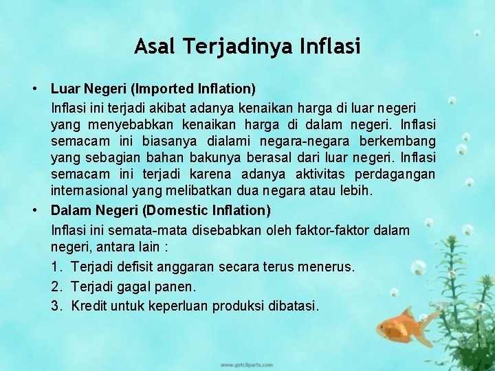 BAB 8 INFLASI DAN INDEKS HARGA Pengertian Inflasi
