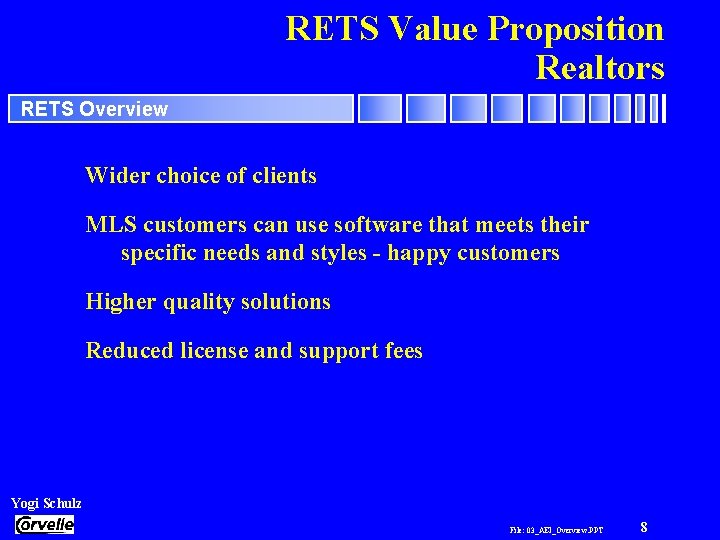 RETS Overview What is RETS RETS background Value