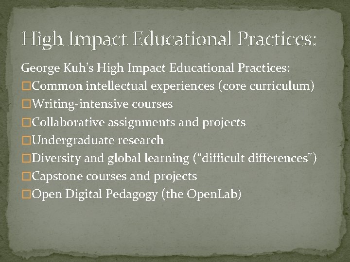 Living Laboratory Best Practices ENG 2002 19 th