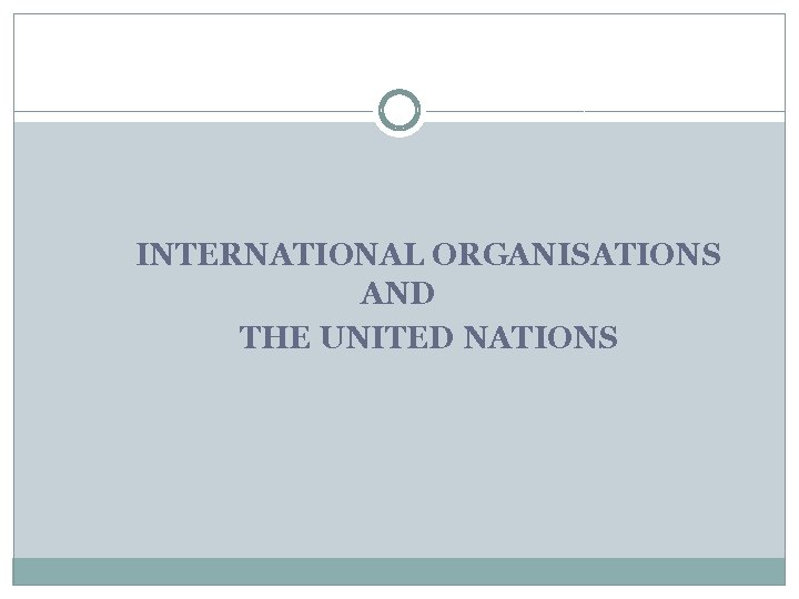 INTERNATIONAL ORGANISATIONS AND THE UNITED NATIONS What is