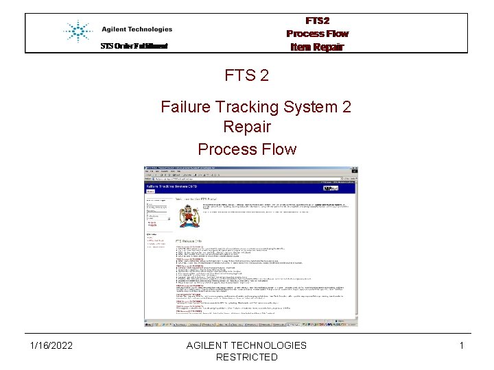 FTS 2 Failure Tracking System 2 Repair Process