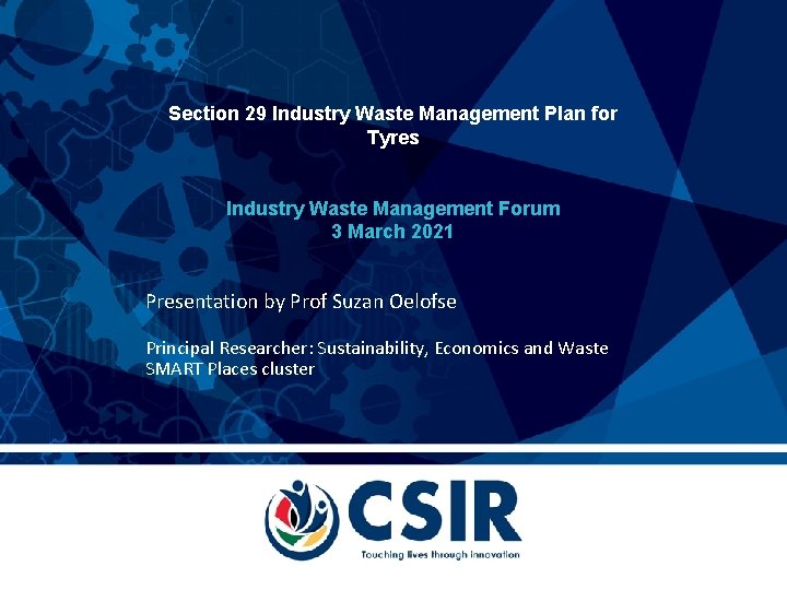 Section 29 Industry Waste Management Plan for Tyres
