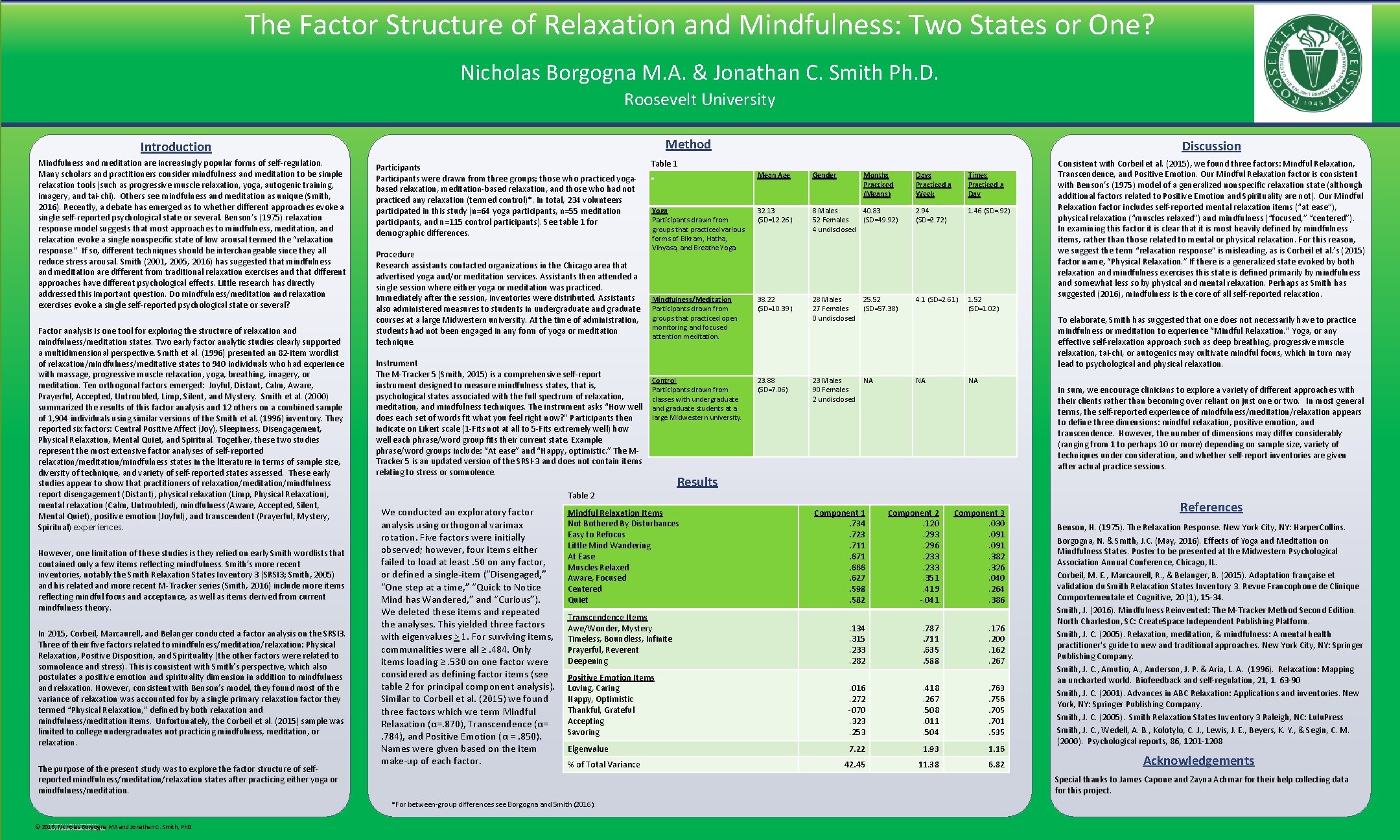 The Factor Structure of Relaxation and Mindfulness Two