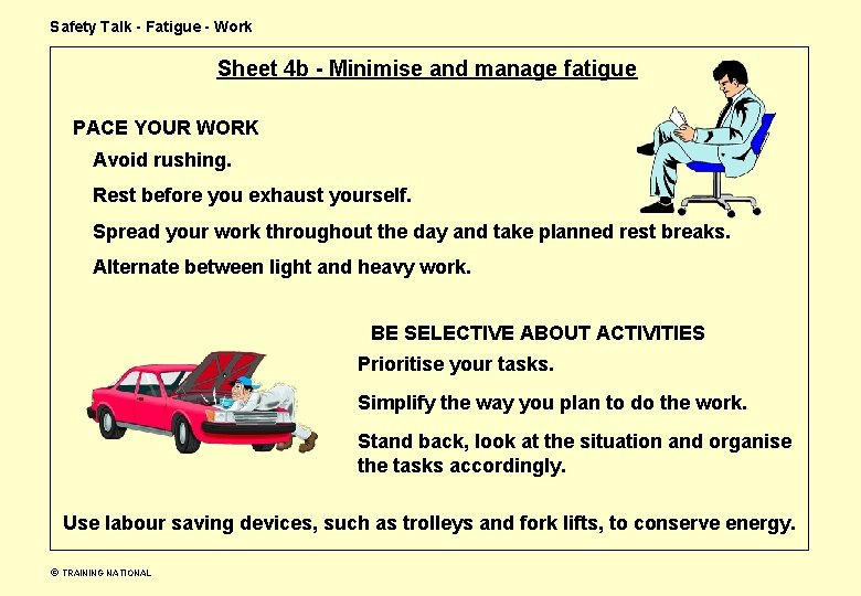 Safety Talk Fatigue Work Sheet 1 Fatigue and