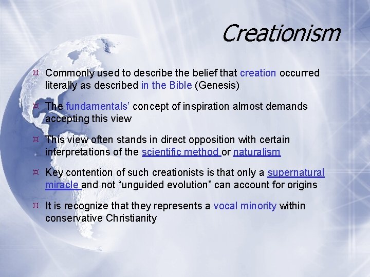 INTELLIGENT DESIGN Tuesday October 2 2007 Creationism Commonly