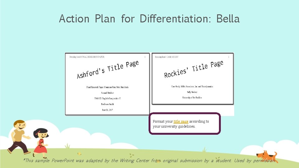 Action Plan for Differentiation Bella r e t