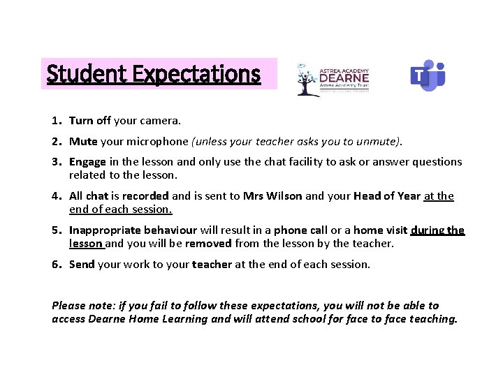Student Expectations 1 Turn off your camera 2
