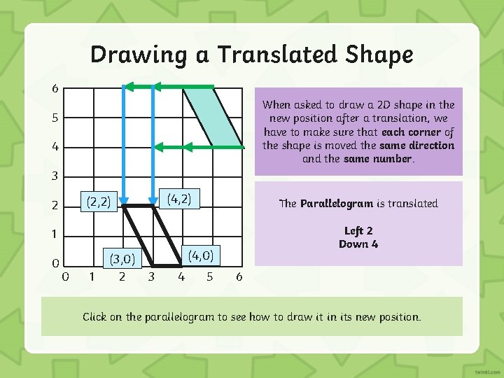 Translation on a Coordinate Grid 6 5 In