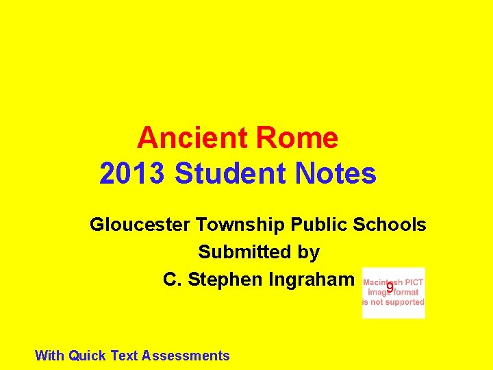 Ancient Rome 2013 Student Notes Gloucester Township Public