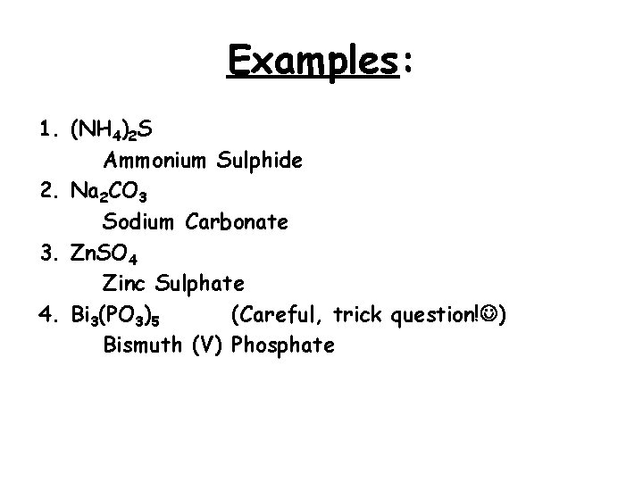 Part 2 Writing and Naming Chemical Formulas for