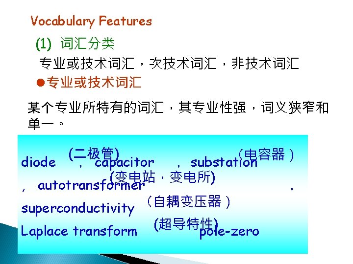 Words of the Specialized English for Automation Vocabulary