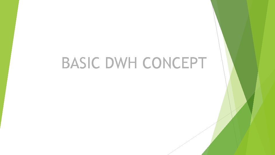 BASIC DWH CONCEPT Introduction to Data Warehouse Data