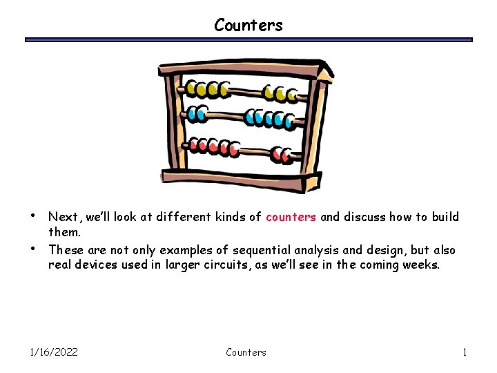 Counters Next well look at different kinds of